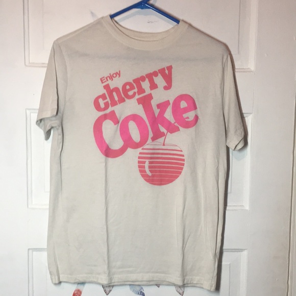 Coca Cola | Tops | Cherry Coke T Shirt In Creme Size Lg | Poshmark